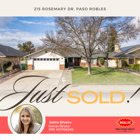 Just Sold! 215 Rosemary Dr, Paso Robles